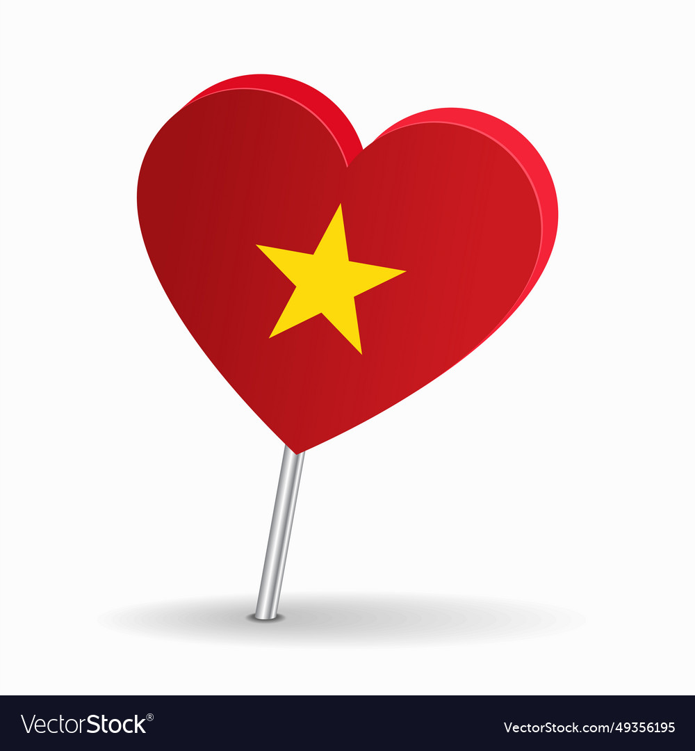 Vietnamese flag heart-shaped map pointer layout Vector Image