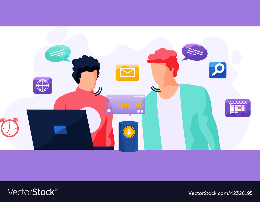 Voice assistant smart speaker virtual assistant Vector Image