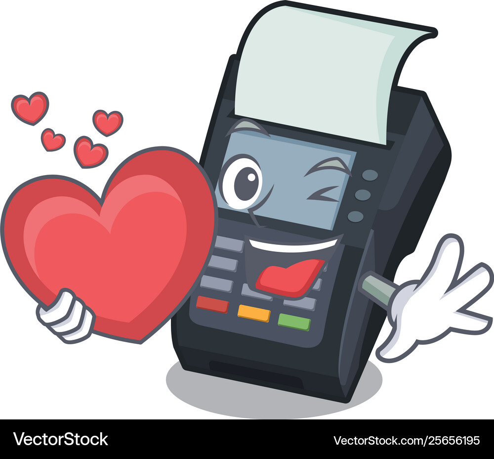 With heart edc machine in cartoon shape Royalty Free Vector