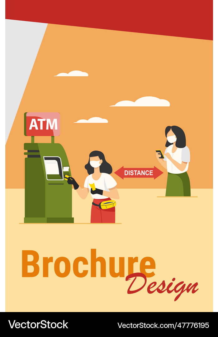 Women using atm and keeping distance Royalty Free Vector