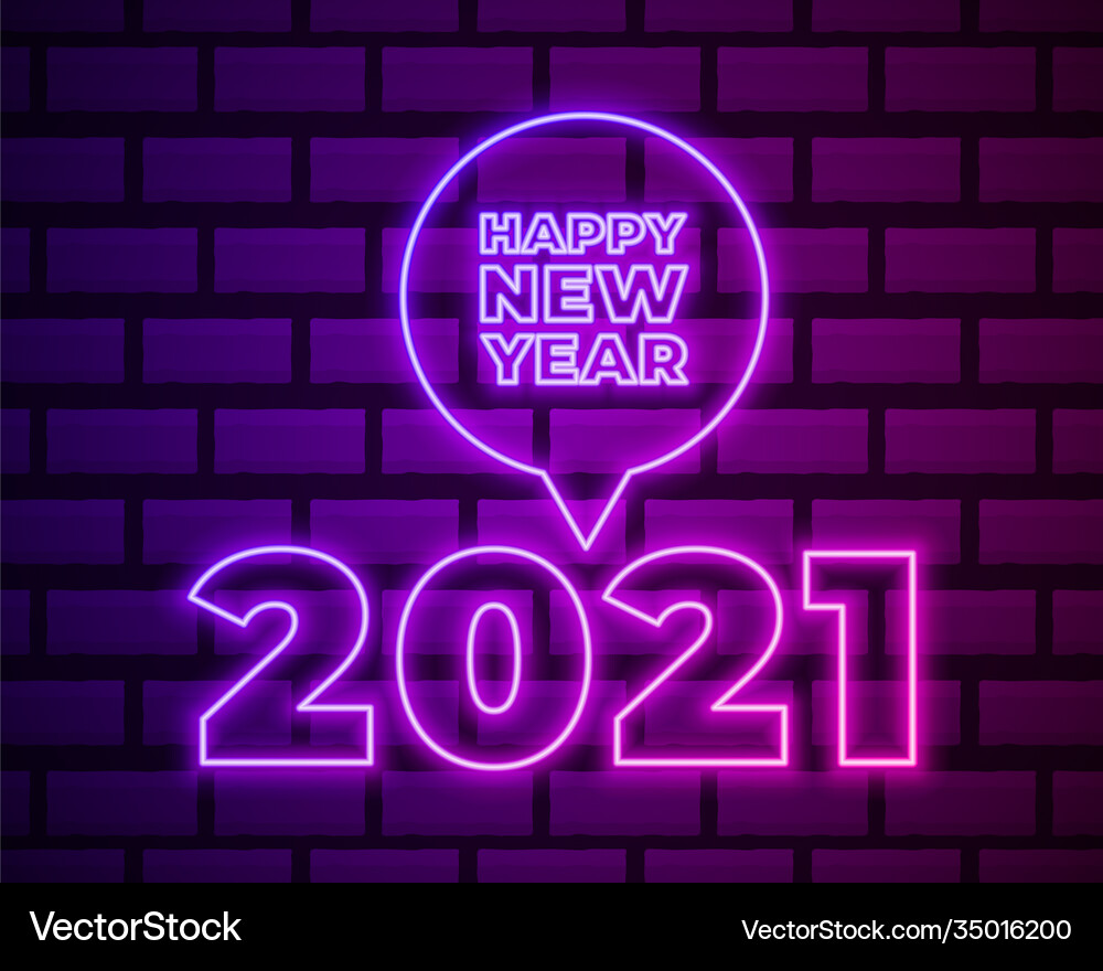 2021 neon text 2021 new year design template Vector Image