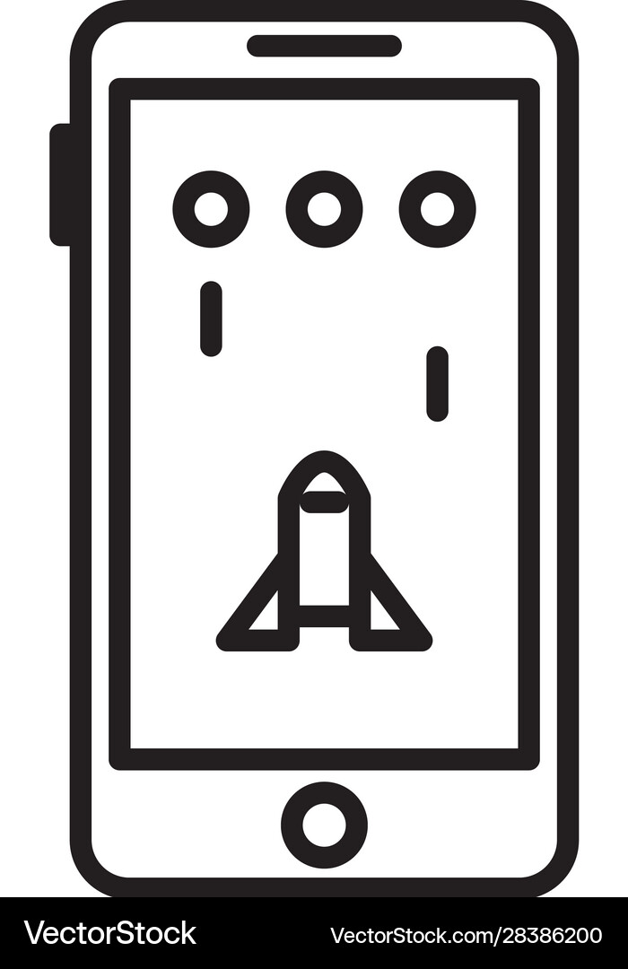 Black line smartphone and playing in game icon Vector Image