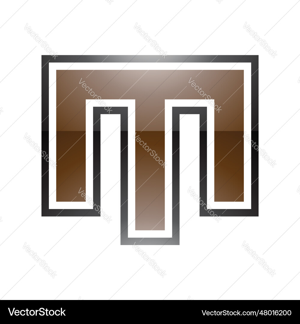 Brown and black glossy letter m icon Royalty Free Vector