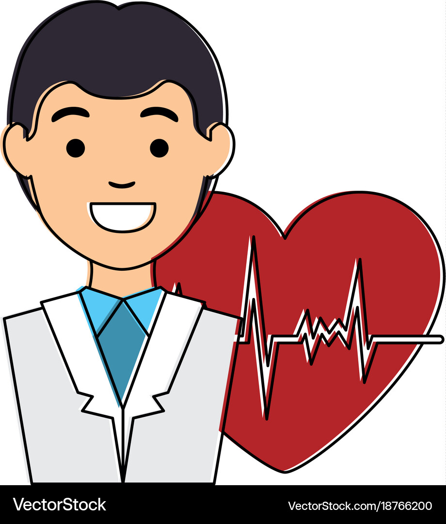 Doctor character with heart Royalty Free Vector Image