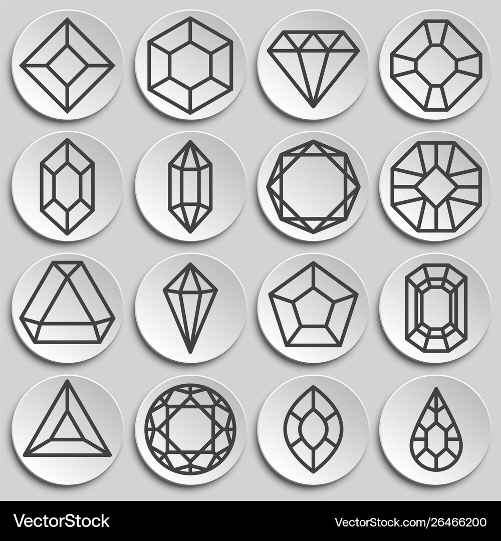 Gemstone icons set on background for graphic Vector Image