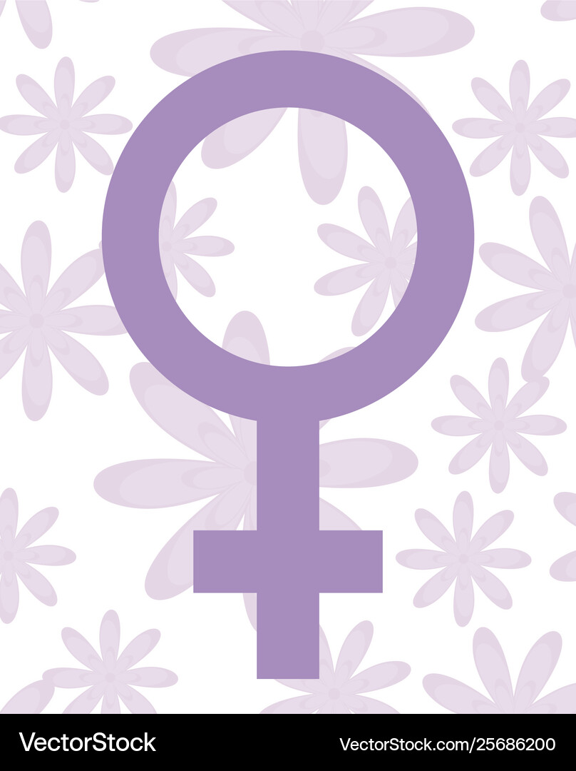 Gender female symbol with pattern flowers Vector Image