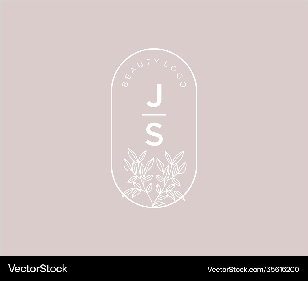 Initial js letters beautiful floral feminine Vector Image