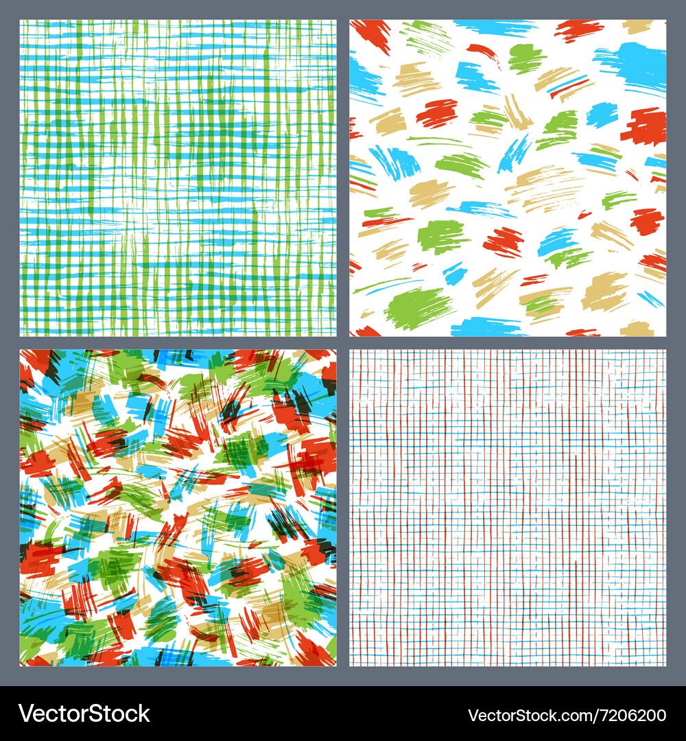 Set of hand-drawn seamless brush strokes patterns Vector Image