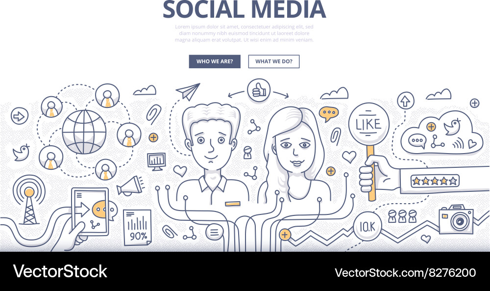 Social media doodle concept Royalty Free Vector Image