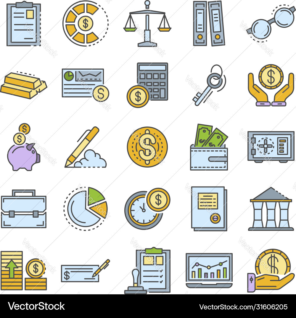Accounting day icon set outline style Royalty Free Vector