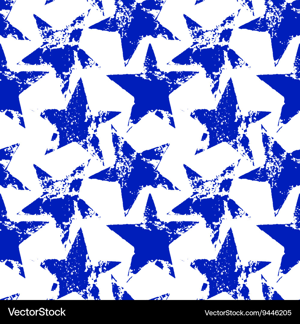 Blue and white worn grunge stars seamless pattern Vector Image