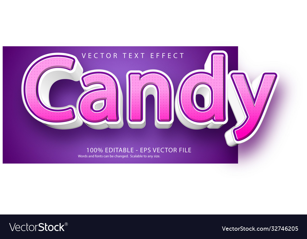Candy text 3d editable effect Royalty Free Vector Image