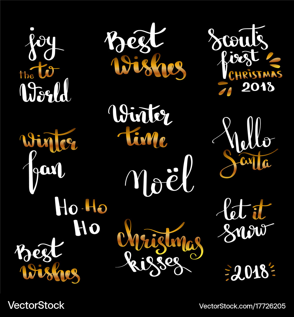 Christmas hand drawn lettering design set Vector Image
