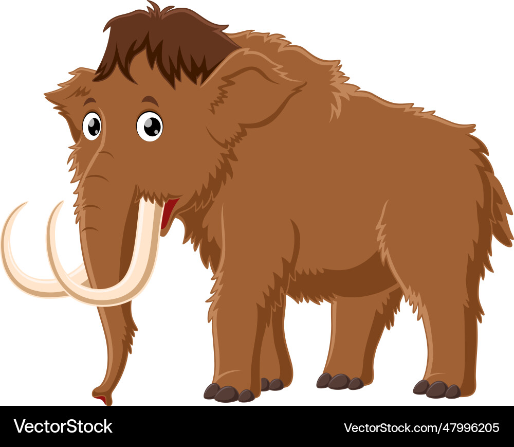 Cute mammoth cartoon isolated on white background Vector Image