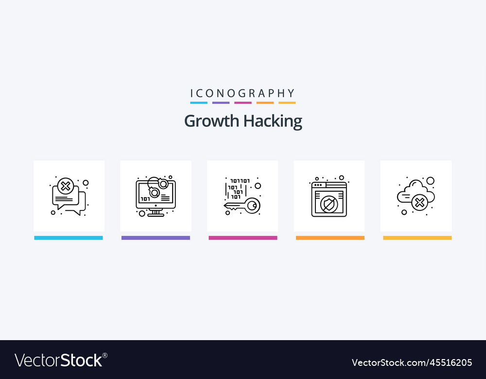 Hacking line 5 icon pack including hack browser Vector Image