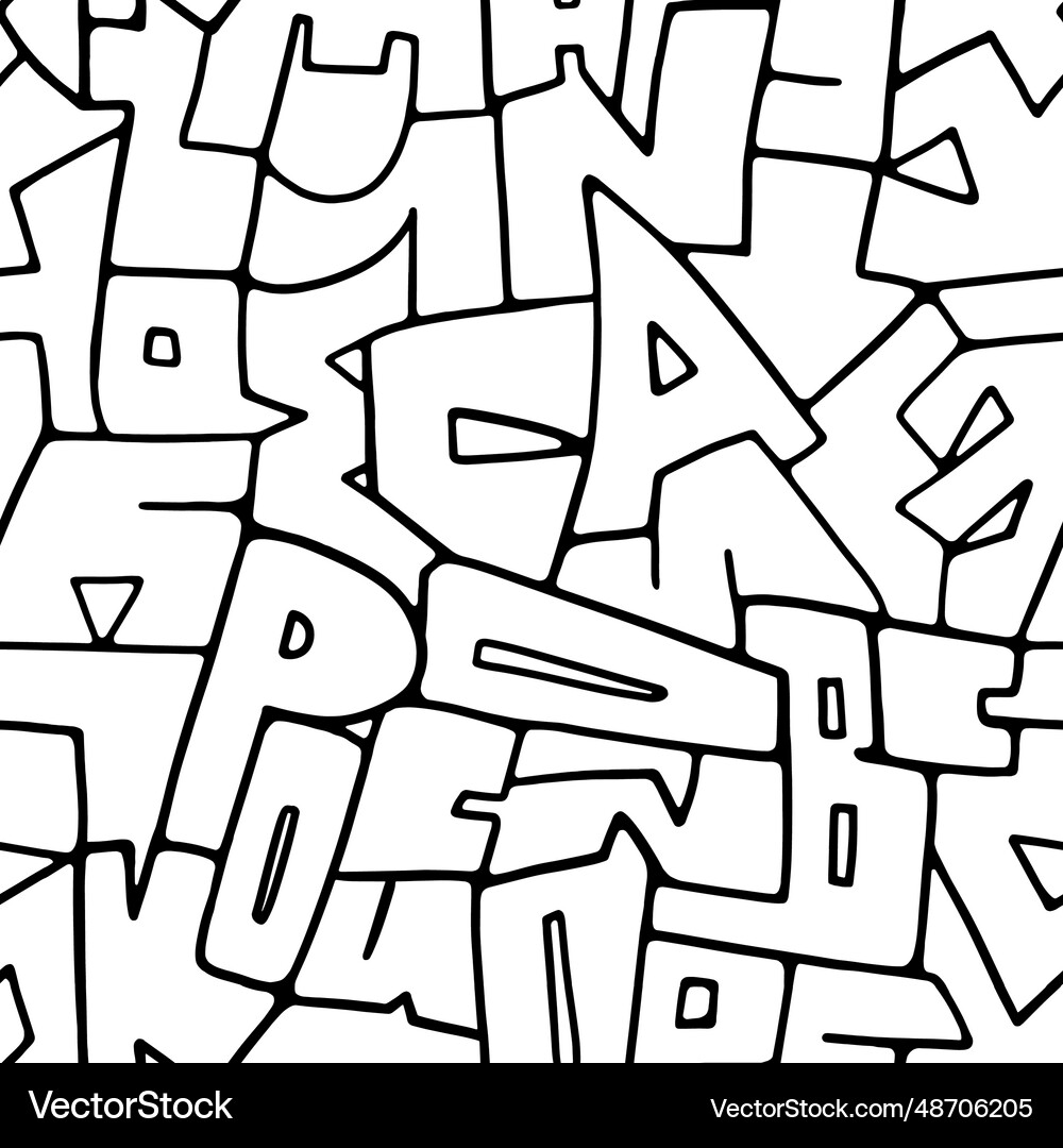 Hand drawn seamless pattern with letters funny Vector Image