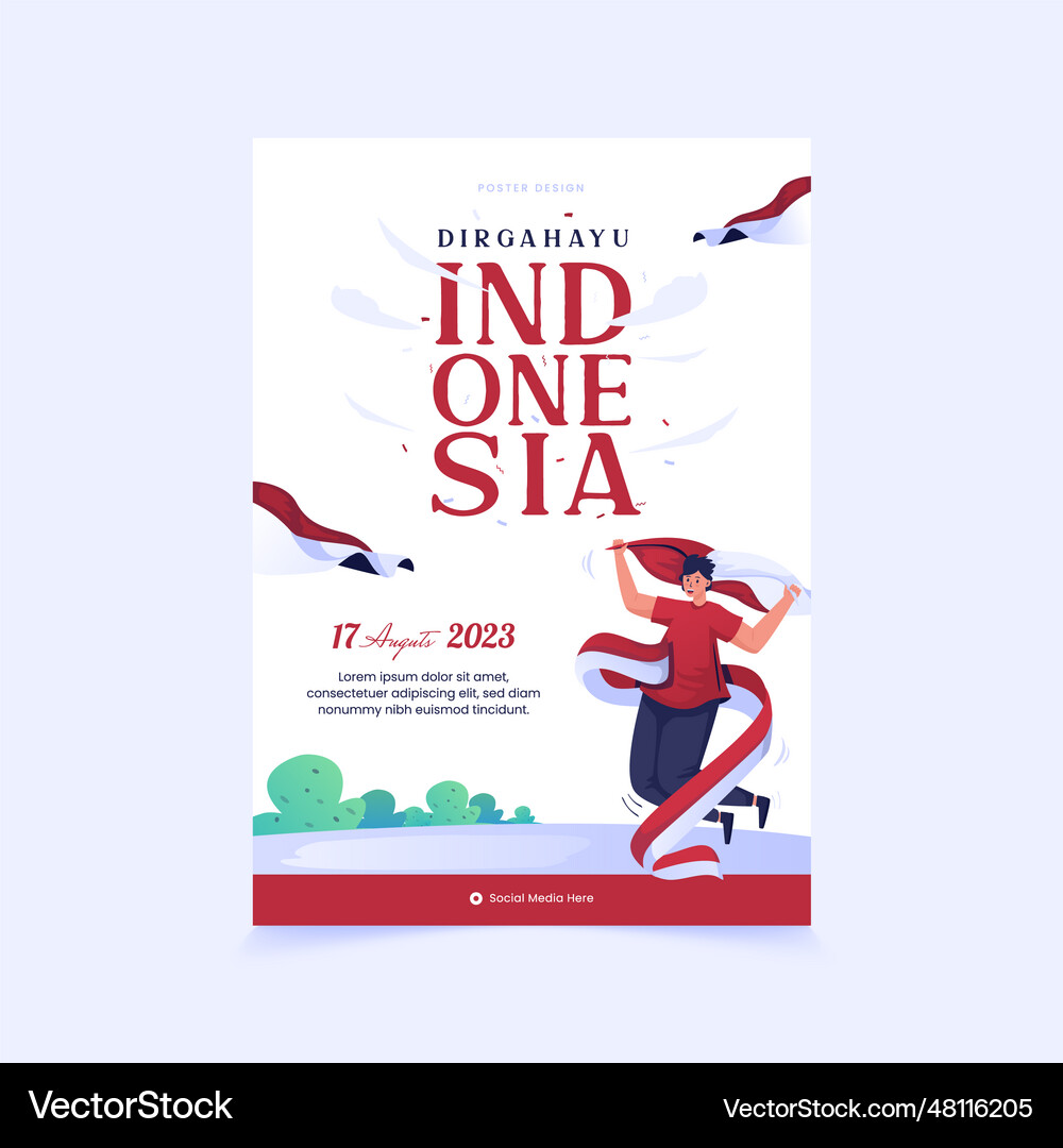 Indonesian independence day poster design Vector Image