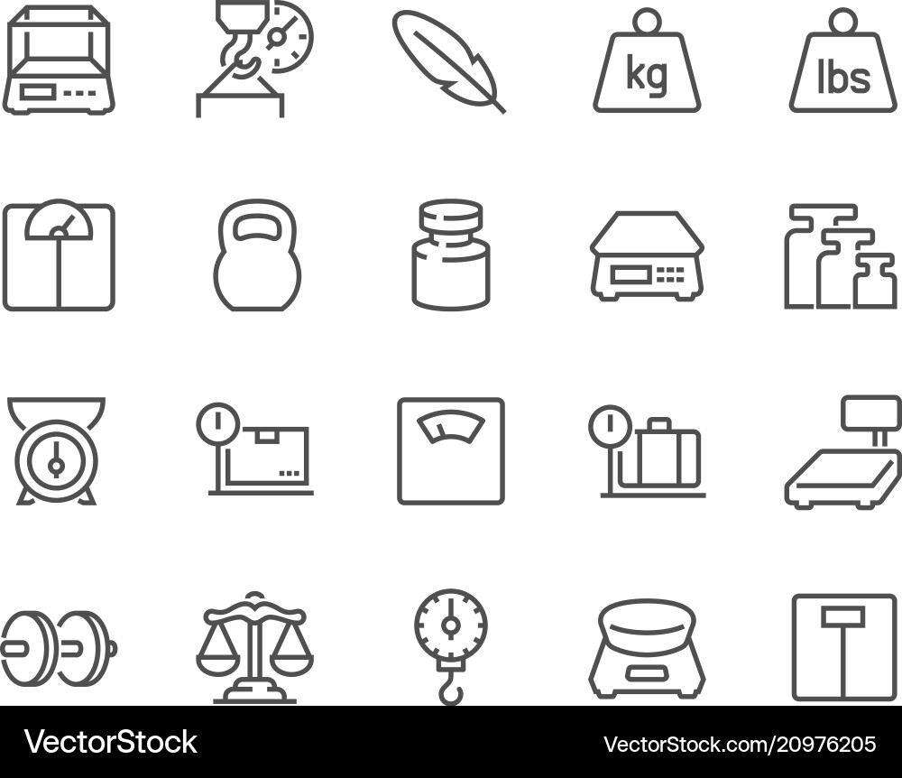 Line weight icons icons Royalty Free Vector Image