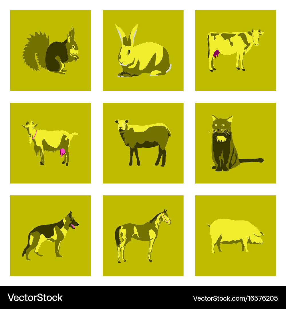Set of in flat style animals Royalty Free Vector Image