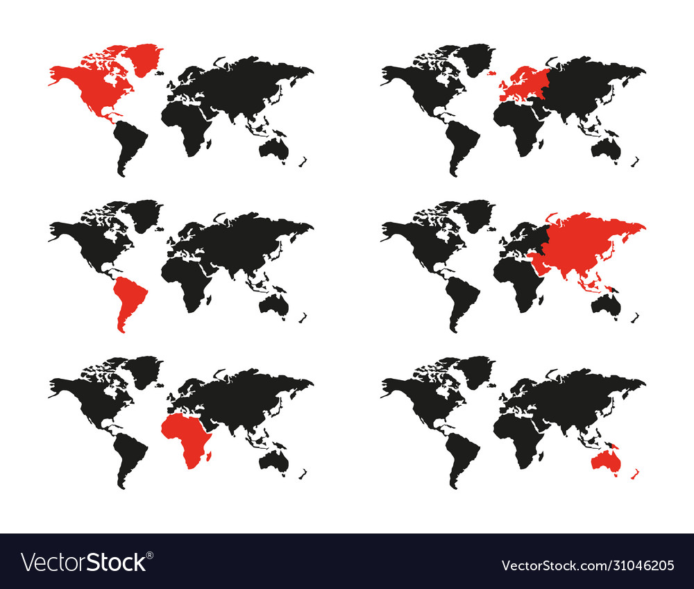 Set world map continents on white background Vector Image