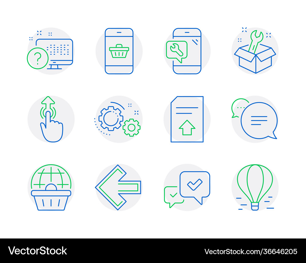 Technology icons set included icon as approve Vector Image