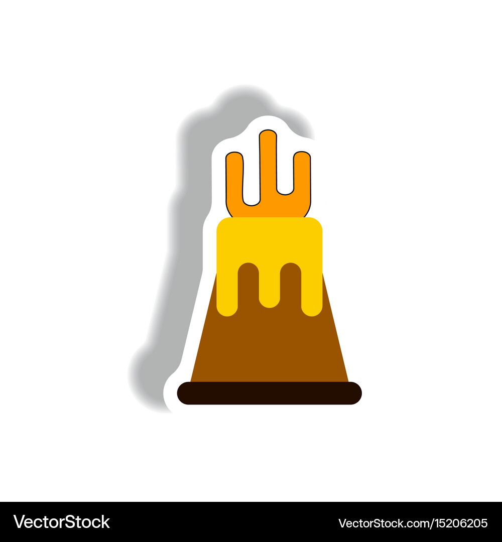 Volcano sticker eruption and magma Royalty Free Vector Image