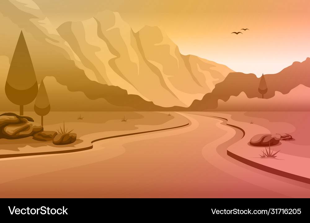 Winding river mountain forest beautiful rural Vector Image
