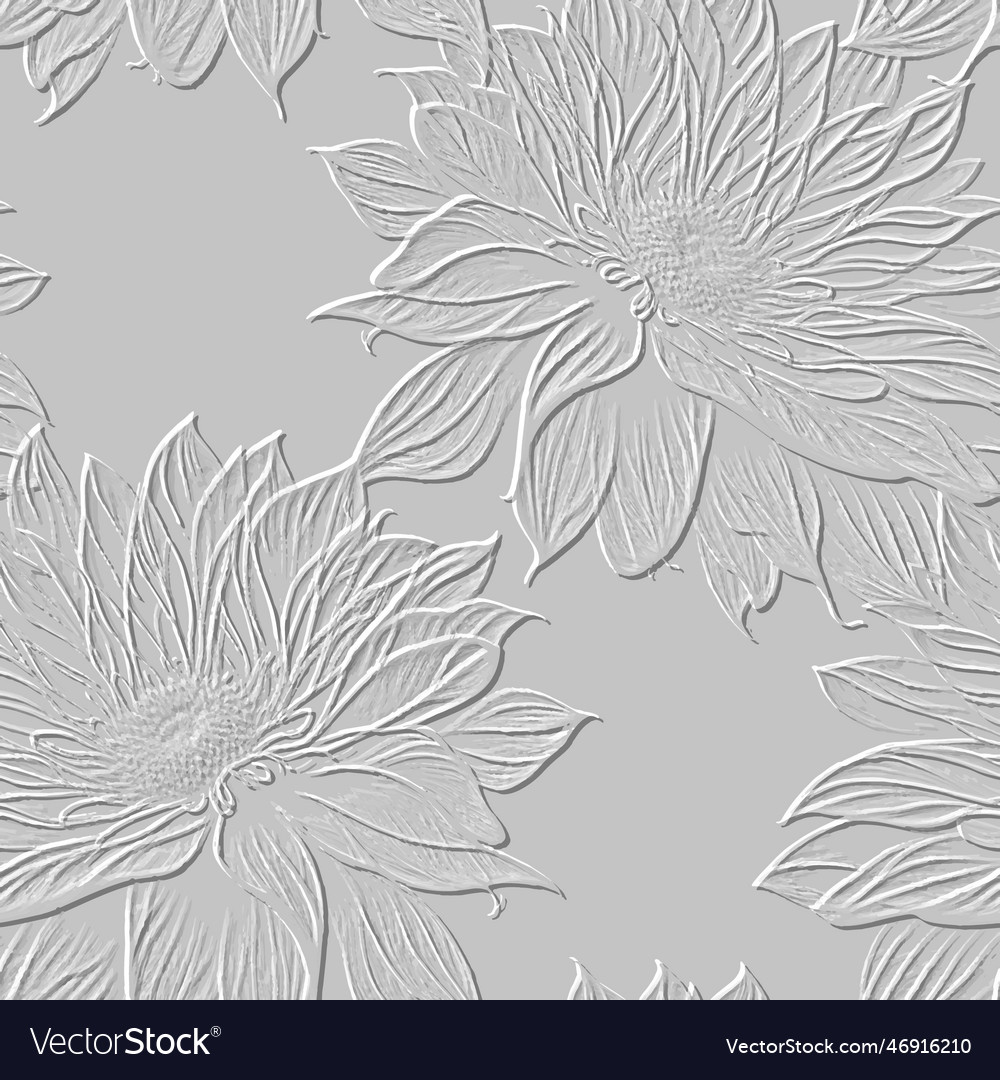 3d embossed lines floral seamless pattern Vector Image