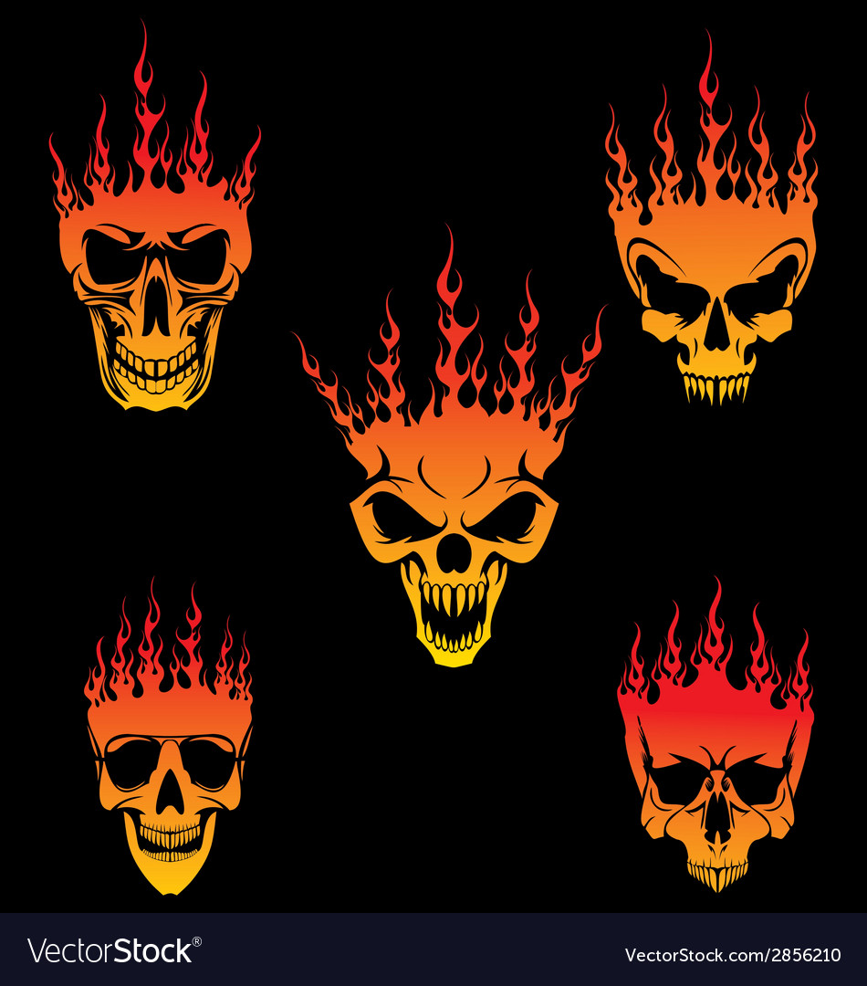 5 Burning Skulls Royalty Free Vector Image - VectorStock