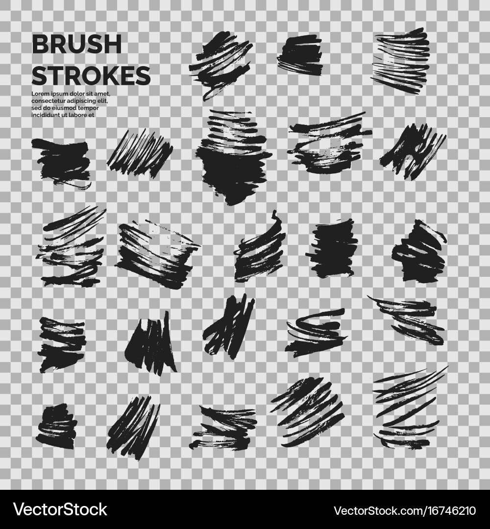 Abstract background set of ink strokes Royalty Free Vector