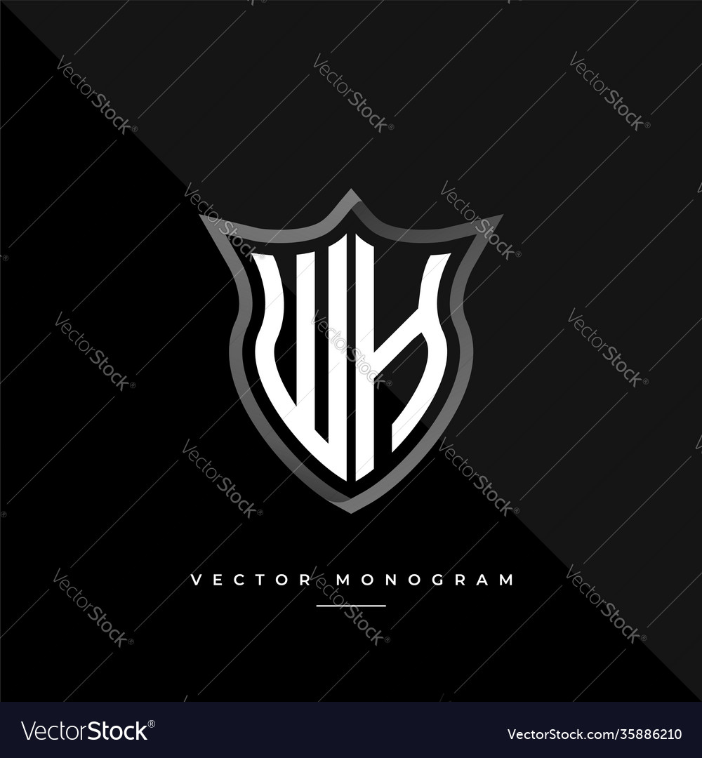 Letter wh logo design silver shield w h monogram Vector Image