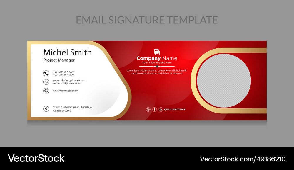 Modern and minimalist email signature Royalty Free Vector
