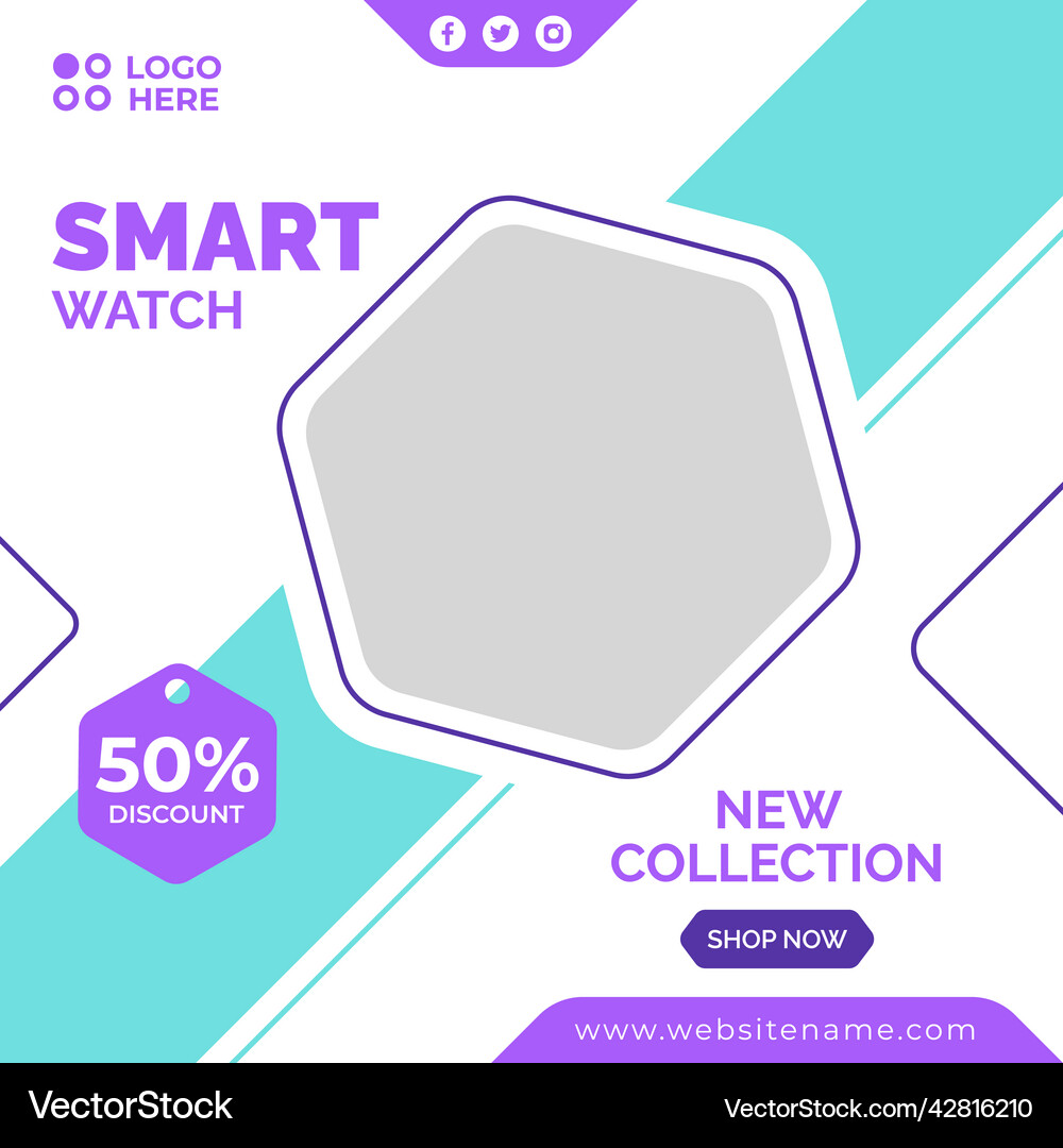 Smartwatch social media post template design Vector Image