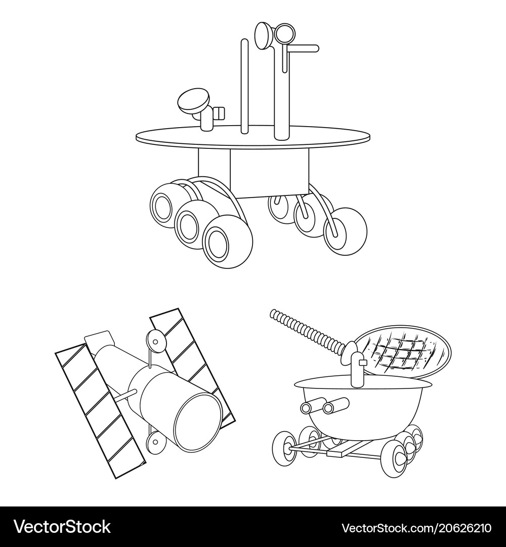 Space technology outline icons in set collection Vector Image