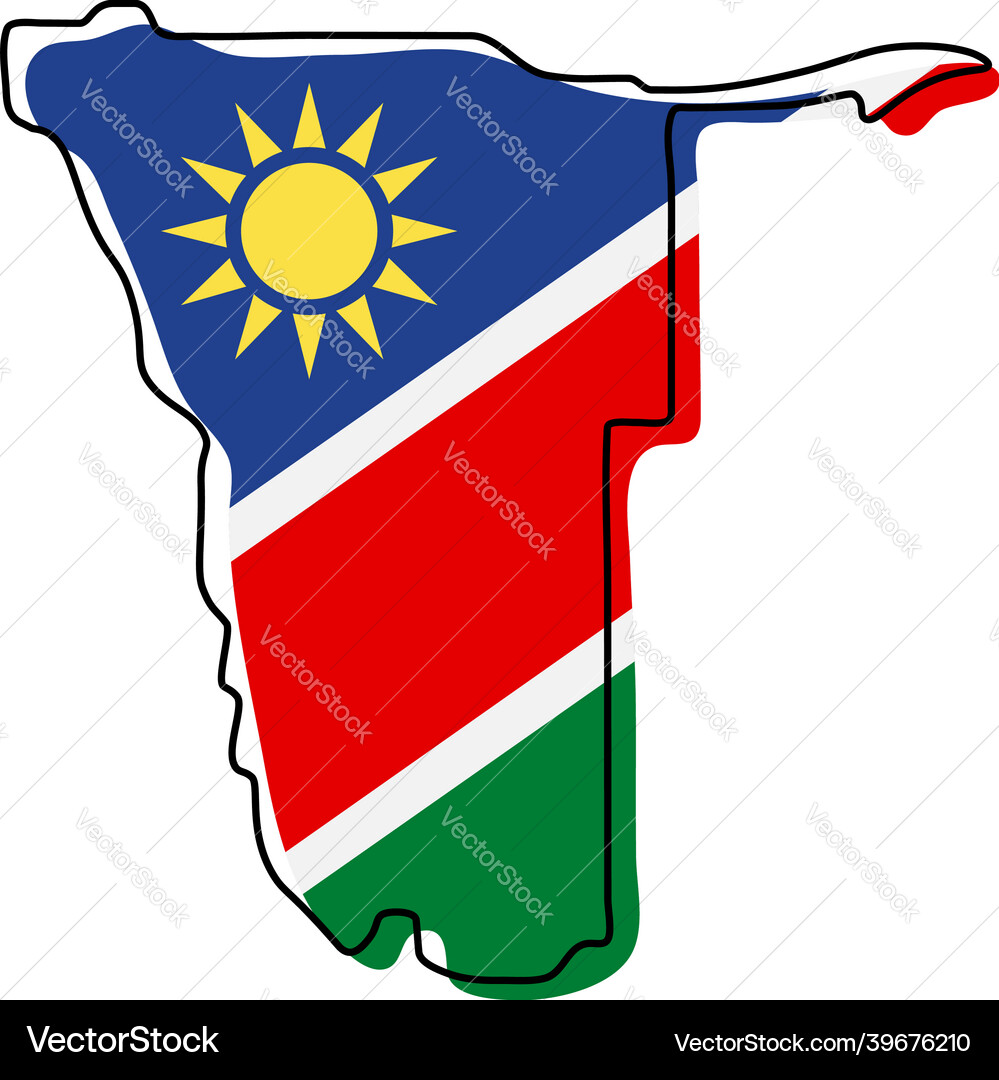 Stylized outline map of namibia with national Vector Image