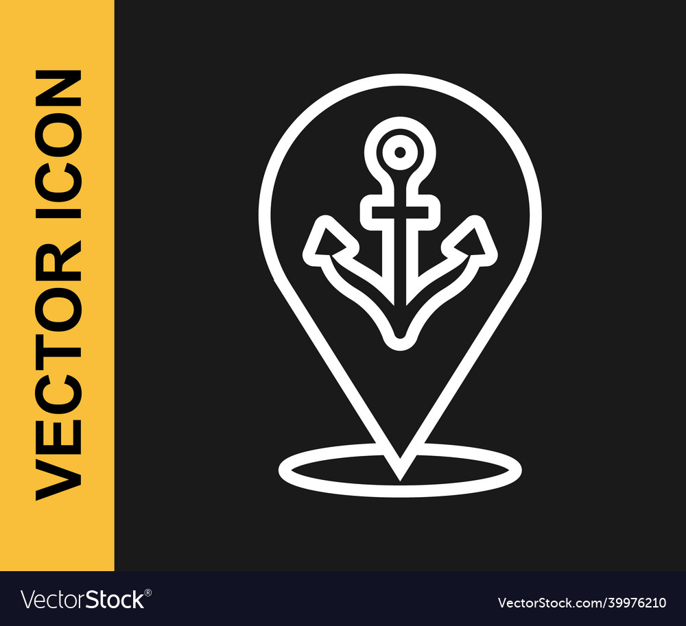 White line map pointer with anchor icon isolated Vector Image White line map pointer with anchor icon isolated Vector Image