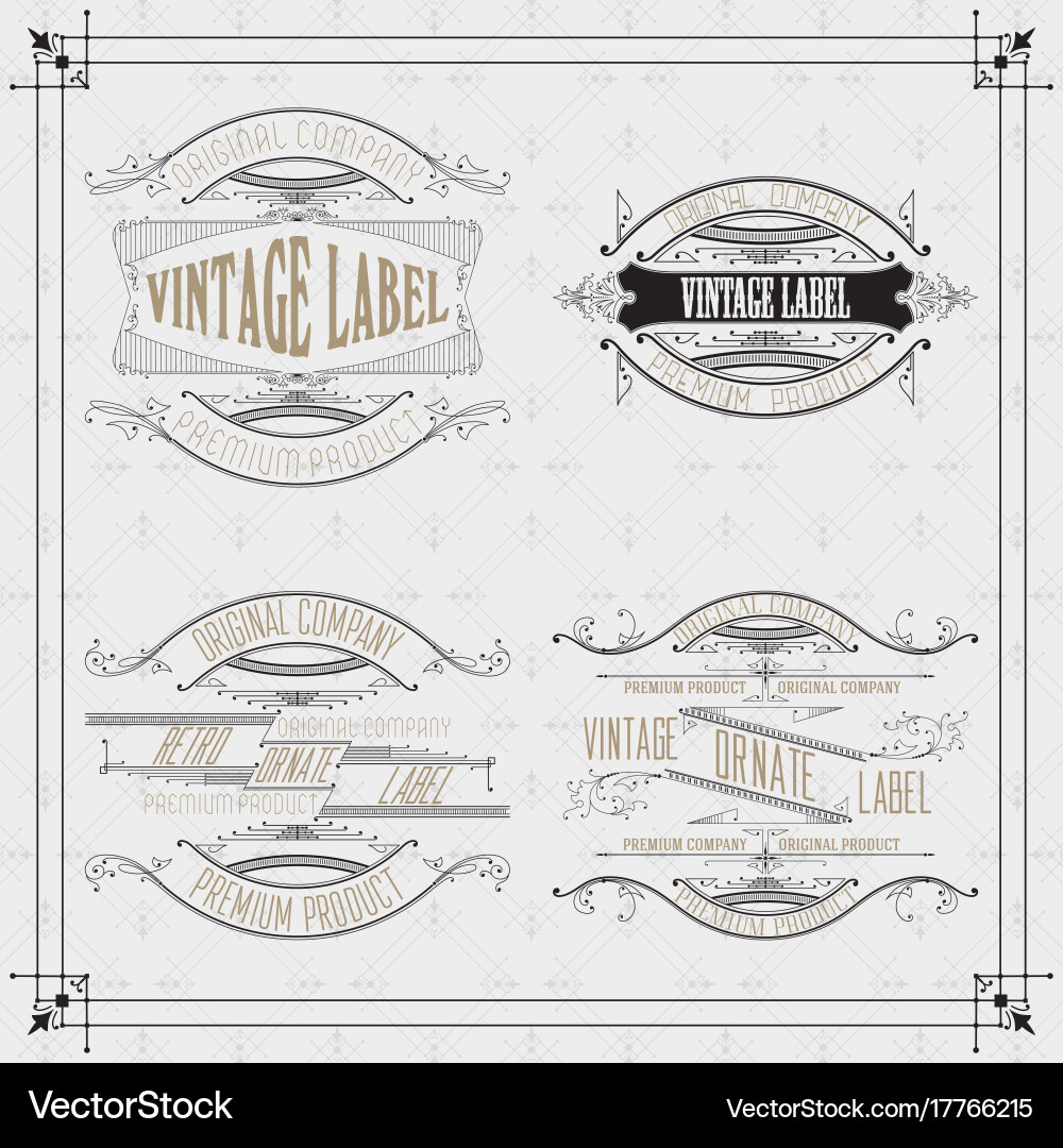 4 vintage typographic label premium Royalty Free Vector