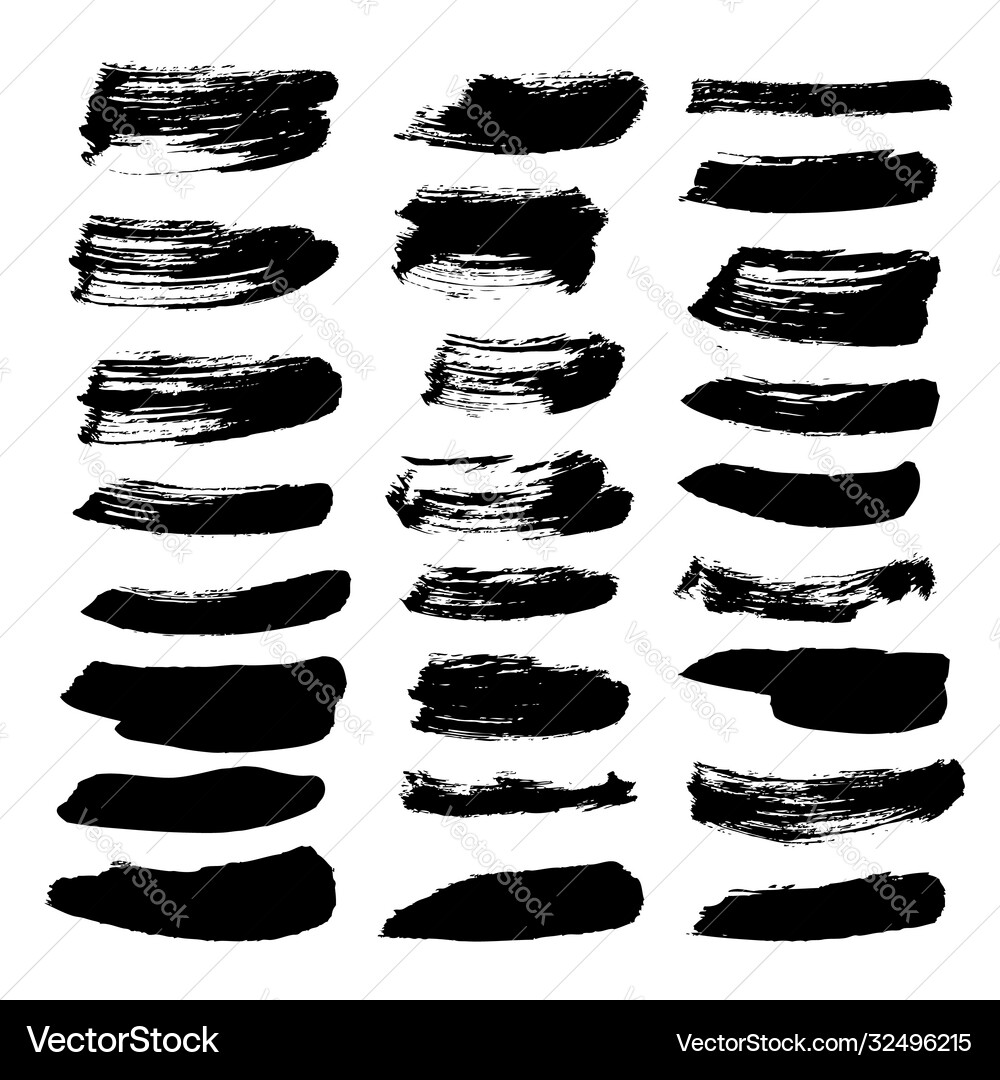 A very big set black ink strokes on white Vector Image