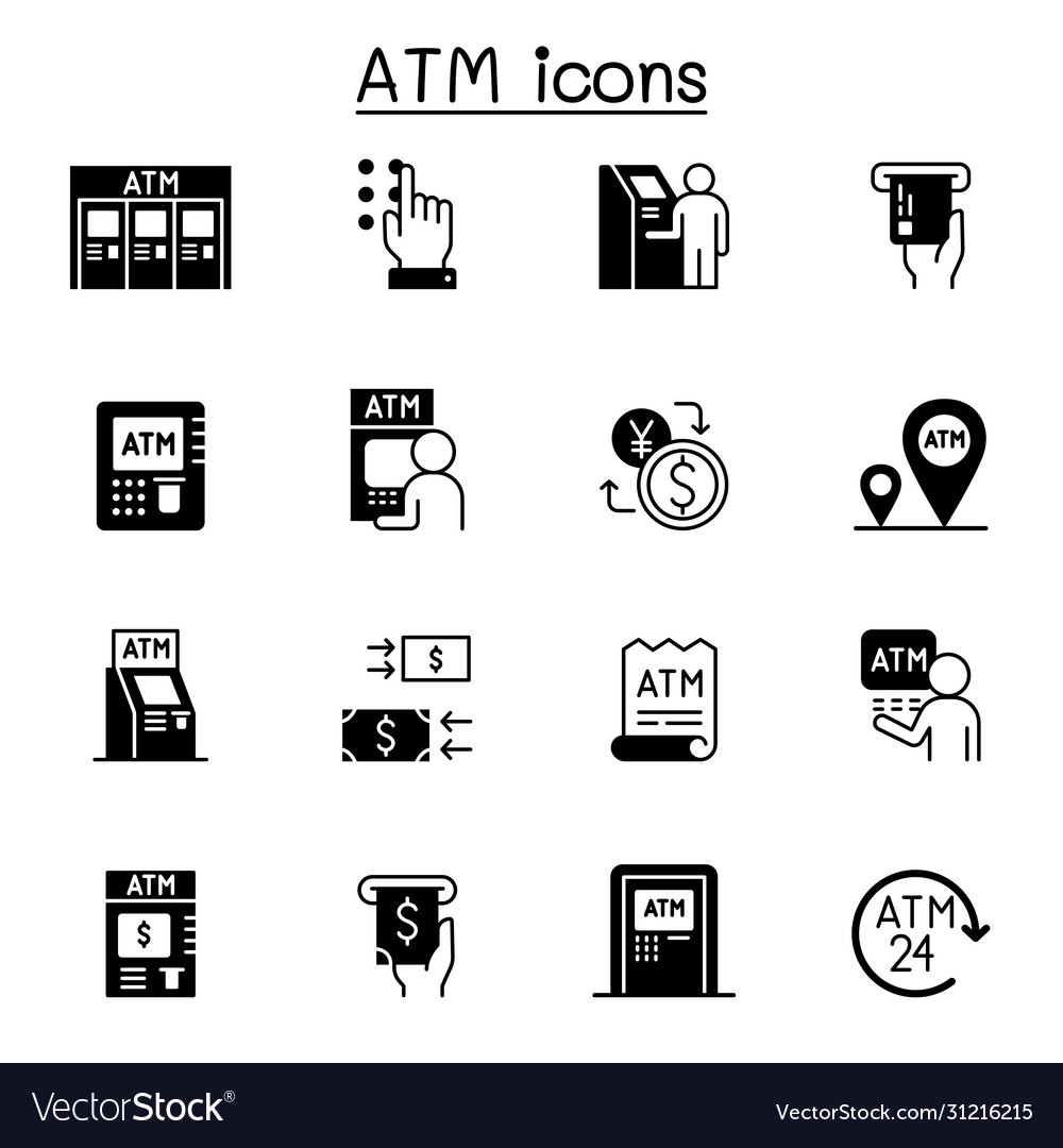 Atm related icons contains such as money Vector Image