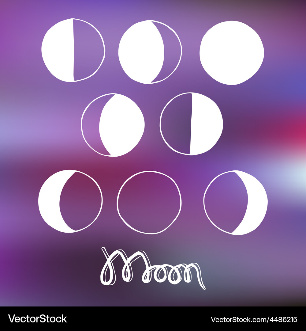 Cartoon moon and phases Royalty Free Vector Image