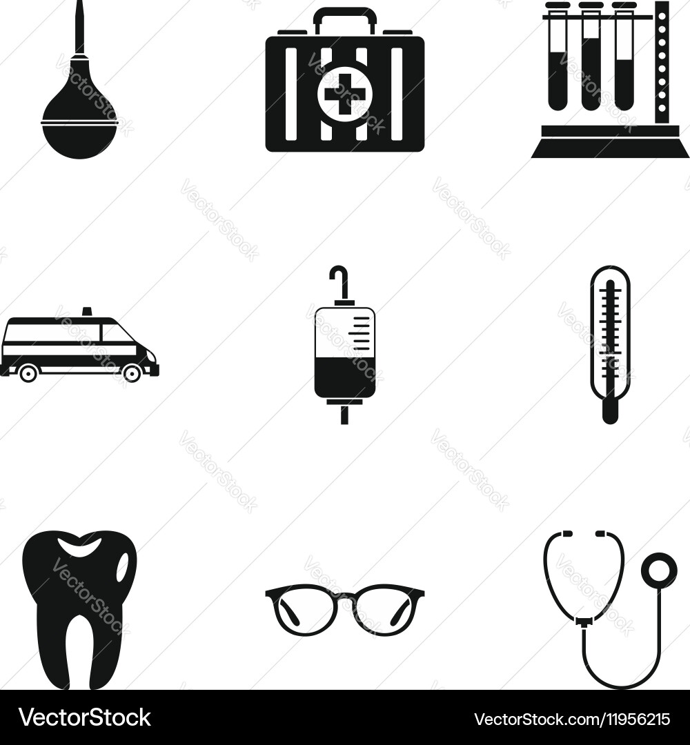 Healing icons set simple style Royalty Free Vector Image