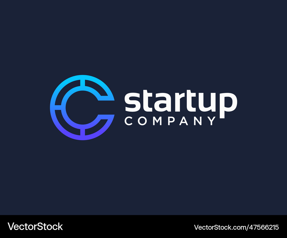 Letter c line logo design creative minimalism Vector Image