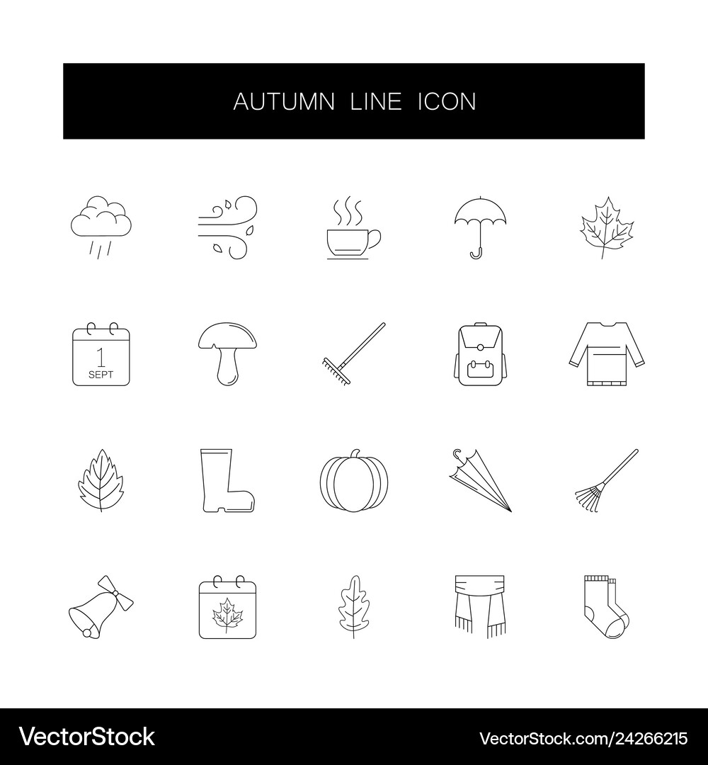 Line icons set autumn pack Royalty Free Vector Image