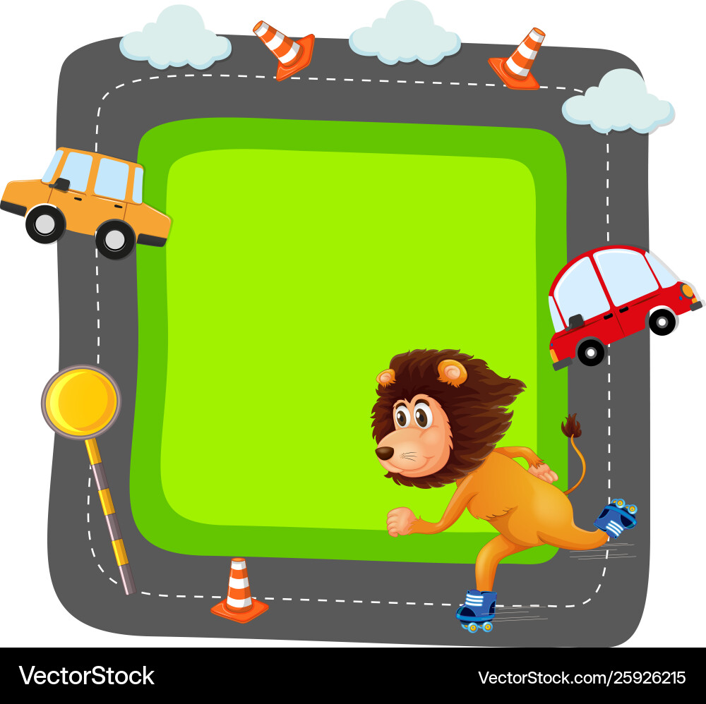 Lion on traffice banner Royalty Free Vector Image