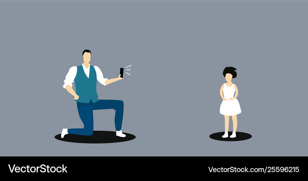 Man using smartphone camera father standing Vector Image