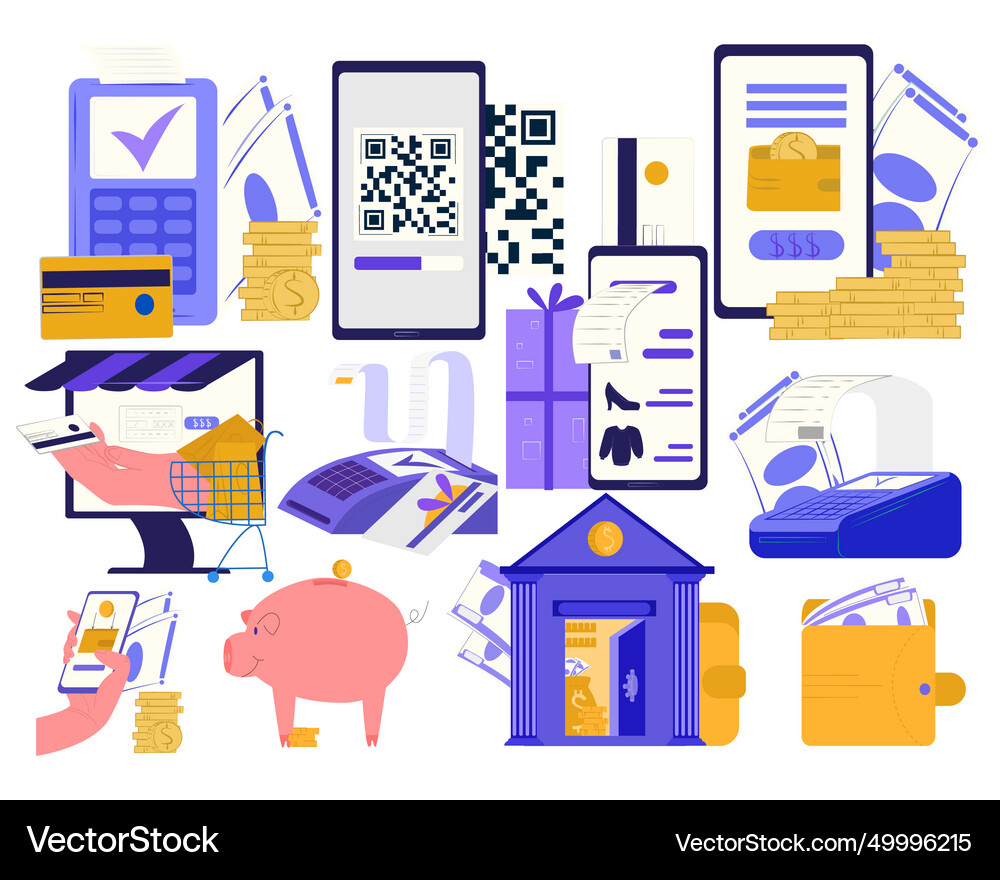 Payment online concept isolated on white set Vector Image