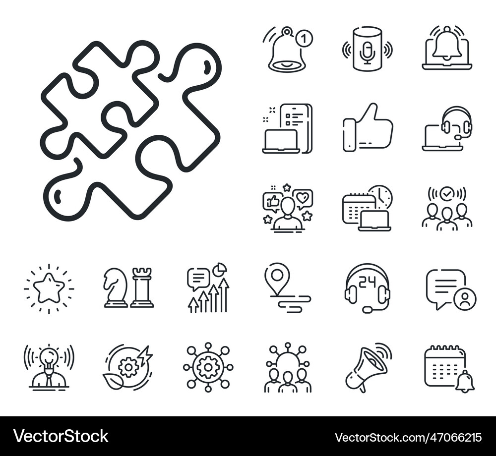 Puzzle pieces line icon jigsaw game challenge Vector Image