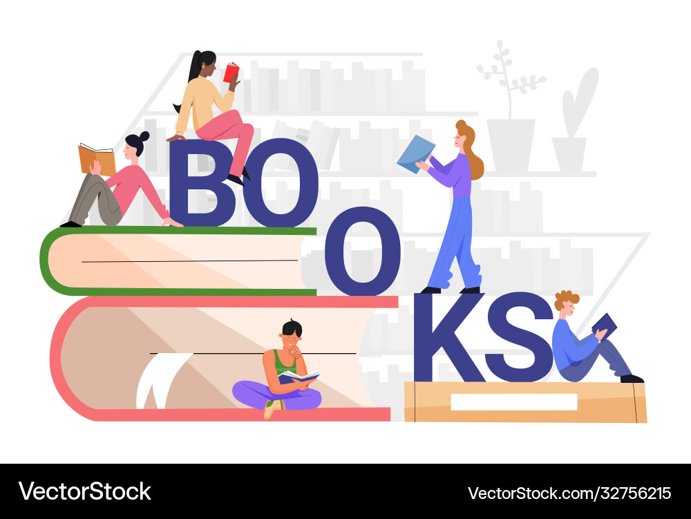 Read books concept cartoon Royalty Free Vector Image