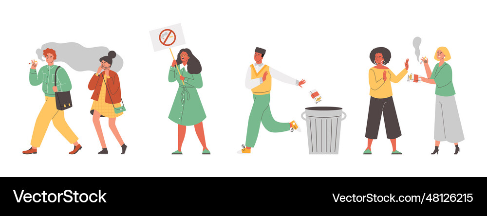 Stop Smoking: People Encouraging Quitting Vector Image