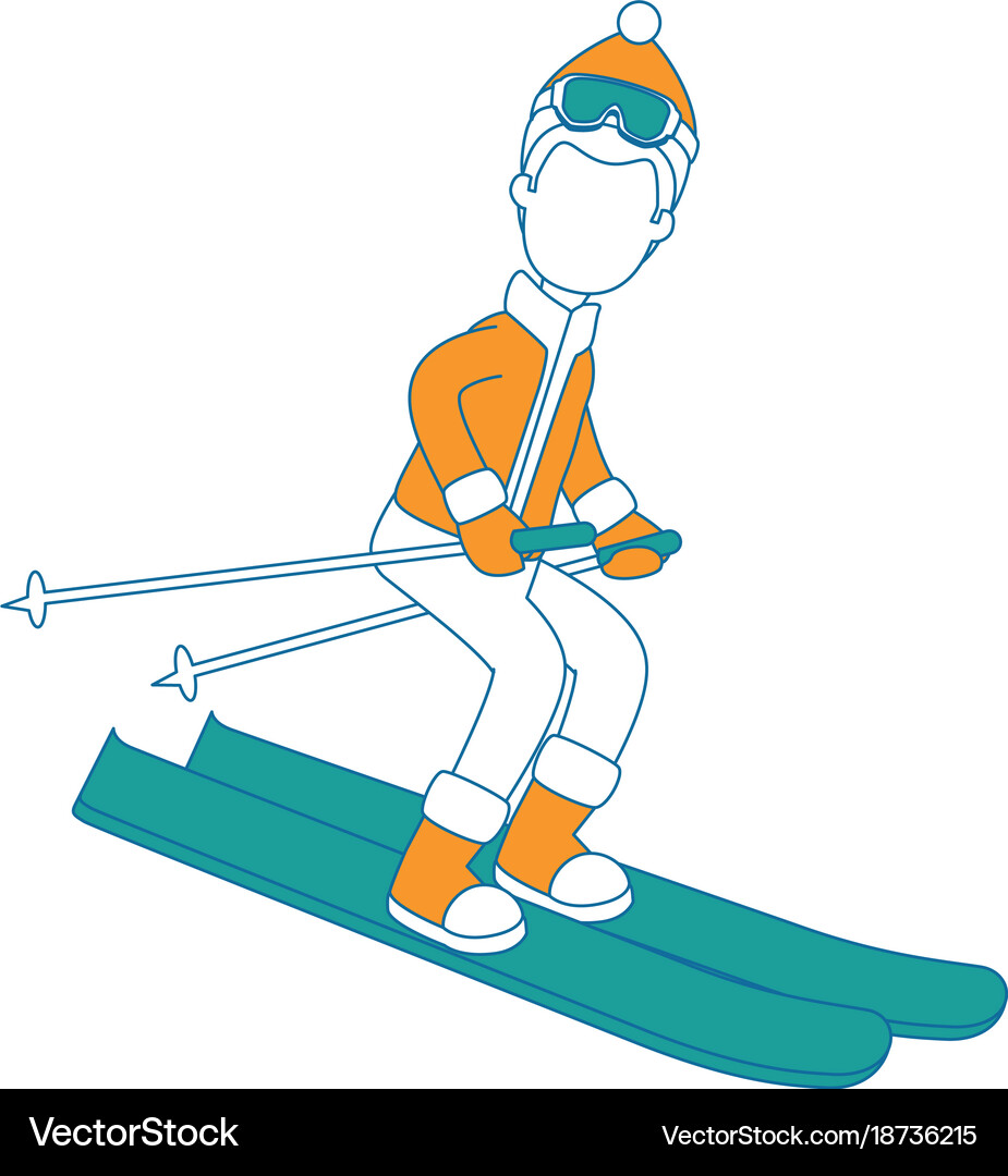 Young man skiing with winter clothes Royalty Free Vector